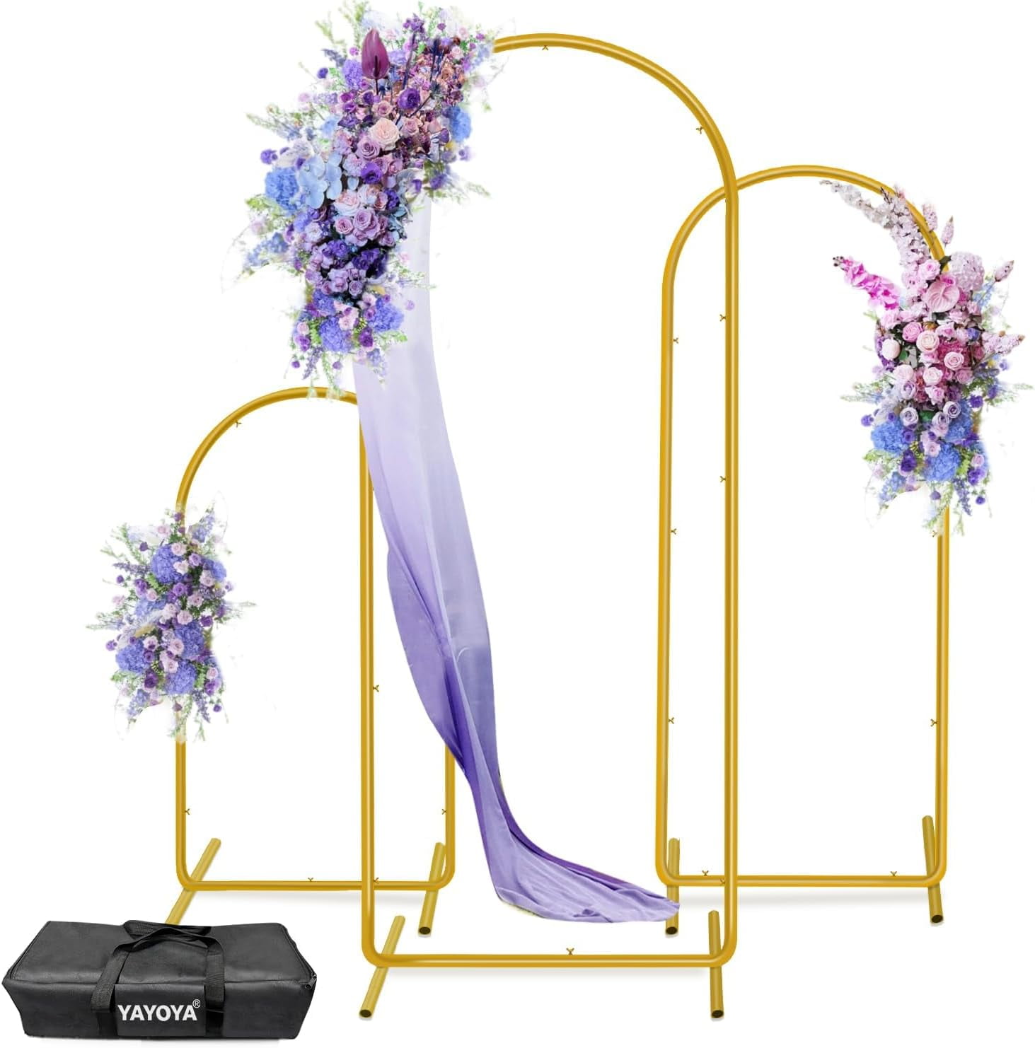 Metal Arch Backdrop Stand,Wedding Arch Frame Set of (6FT/5FT/4FT)Gold ...