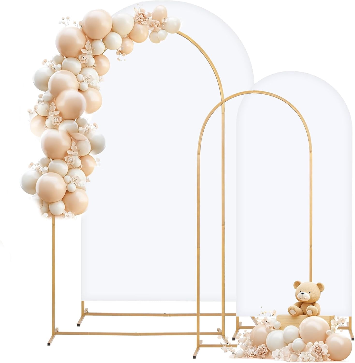 Metal Arch Backdrop Stand and Cover Set, 7.2FT, 6FT Party Backdrop ...