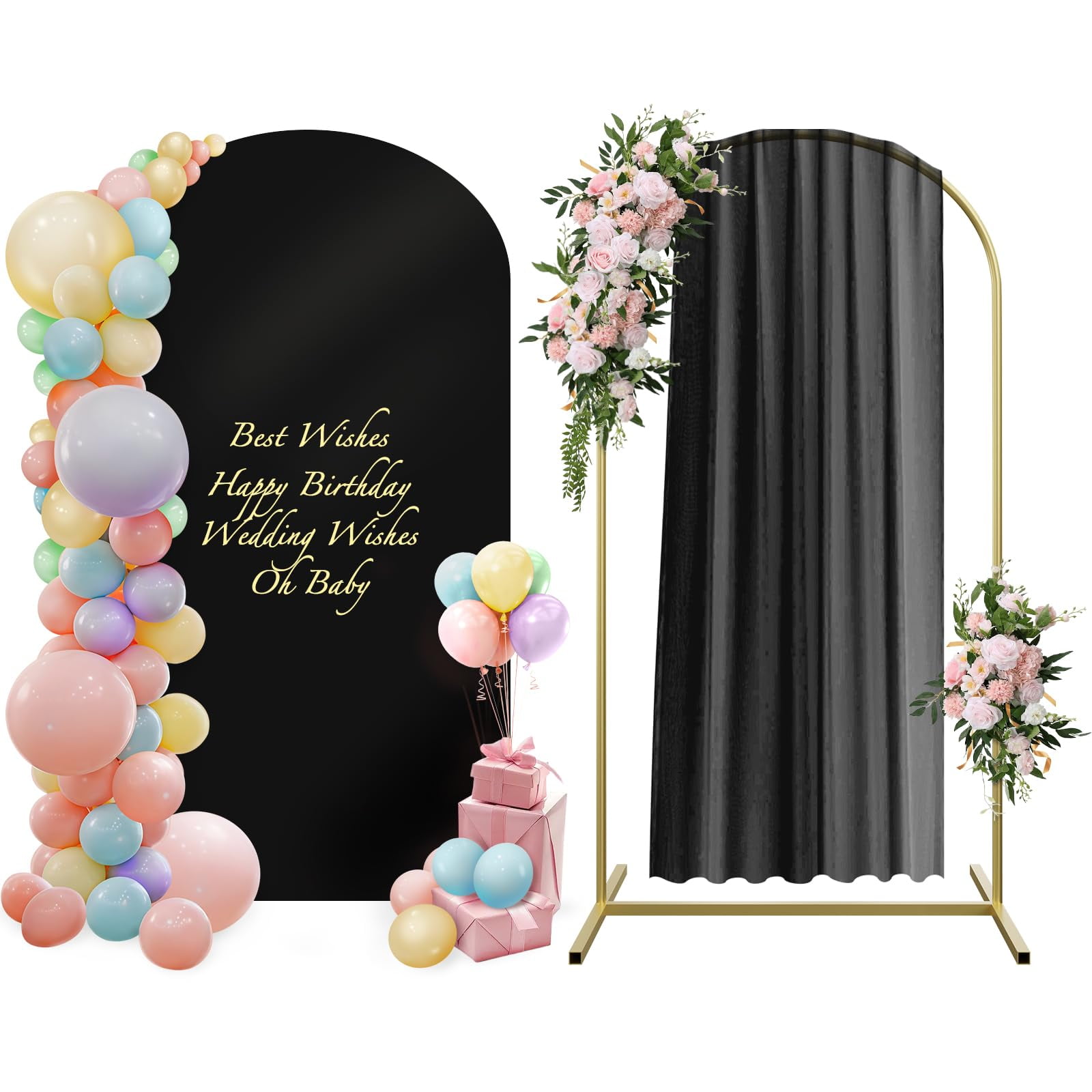Metal Arch Stand and Wedding Arch Cover Set, Arch Stand and Arch Cover ...