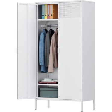 71" H Metal Tall Armoire Wardrobe Closet with Drawer Household Steel ...