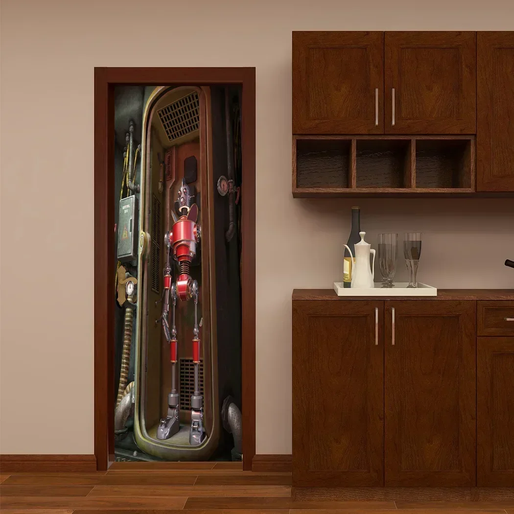 Metal Armor Door Air Series Simulation Stickers Wallpaper Modern ...