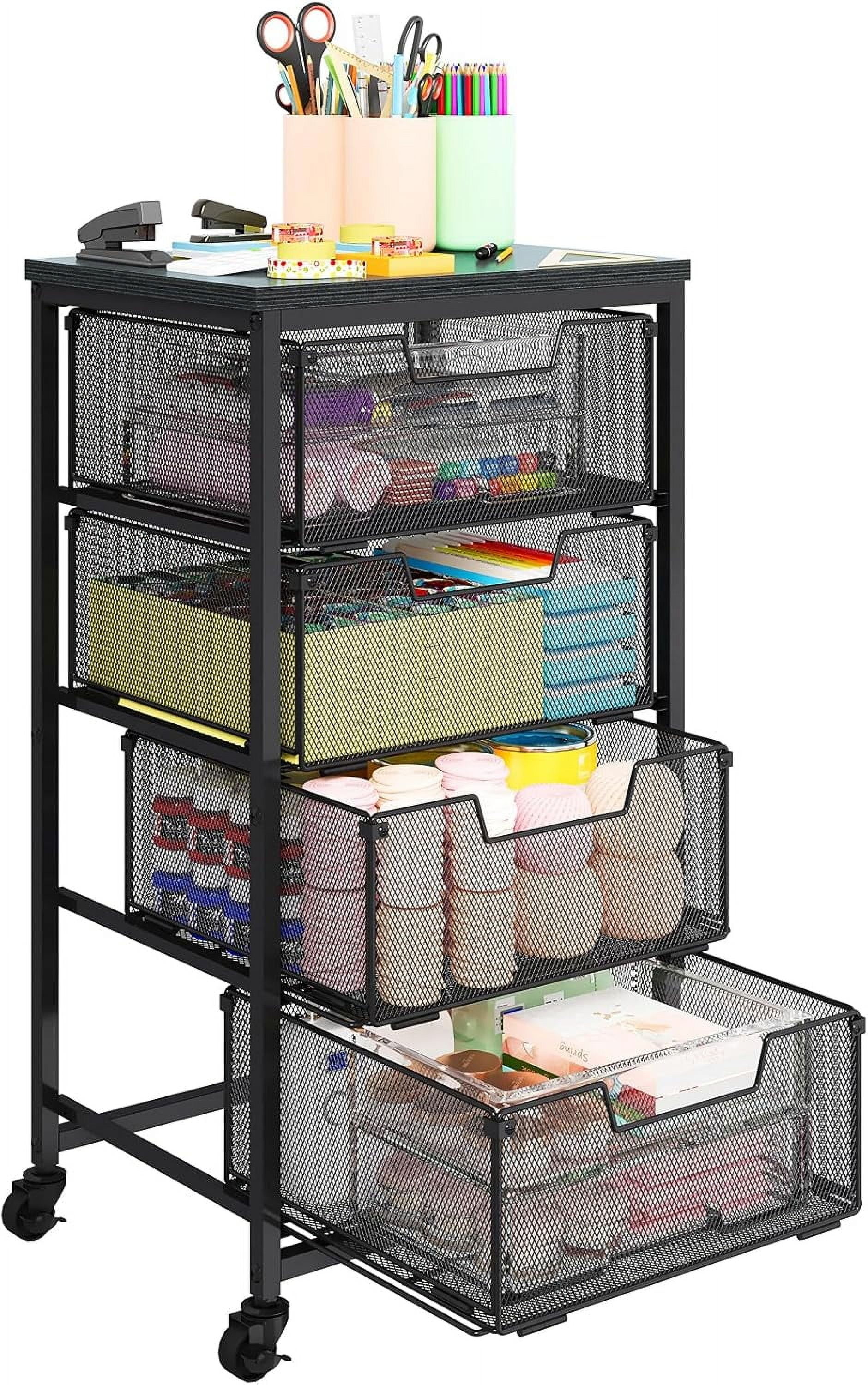 Metal Art and Craft Storage Organization Cart 4-Drawers Utility Rolling ...