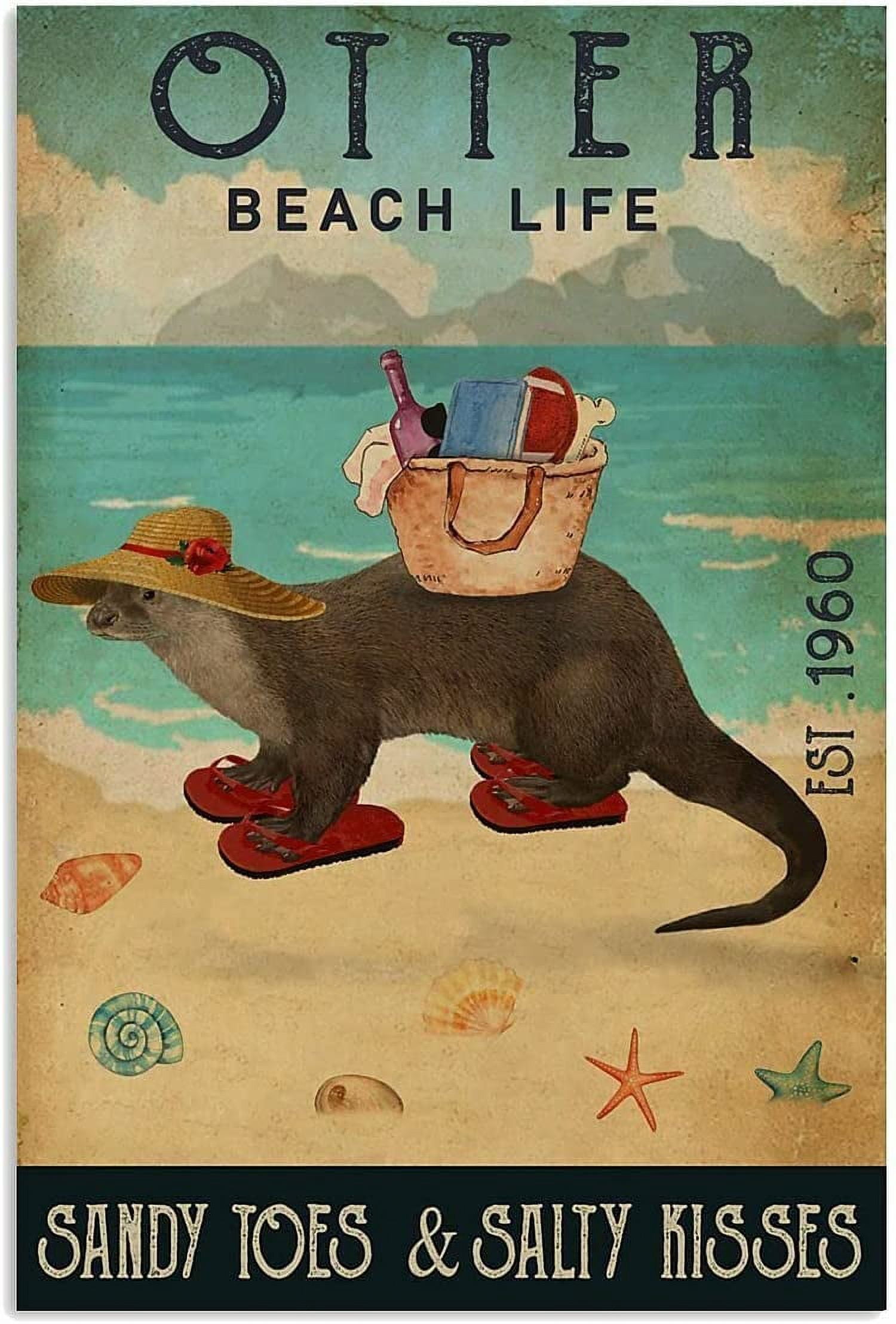 Metal Art Wall Decor for Bedroom Beach Life Sandy Toes Otter Sign ...