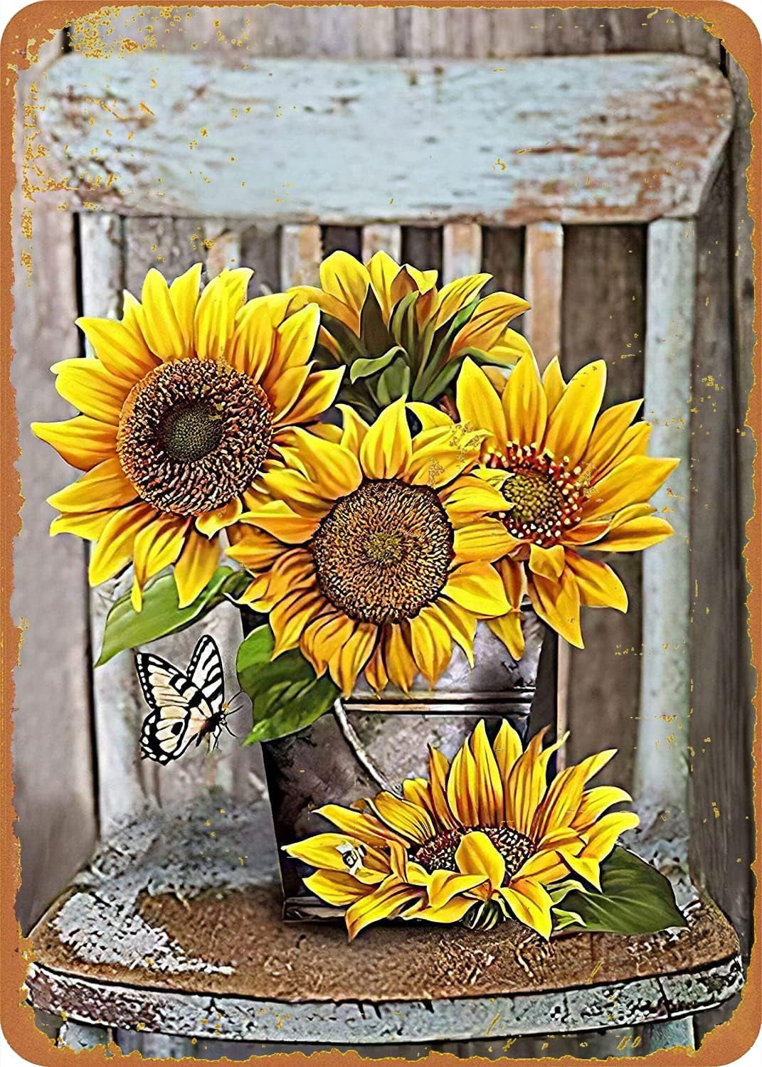 Metal Art for Outside Metal Sign Sunflower Tin Sign Vintage Decoration ...
