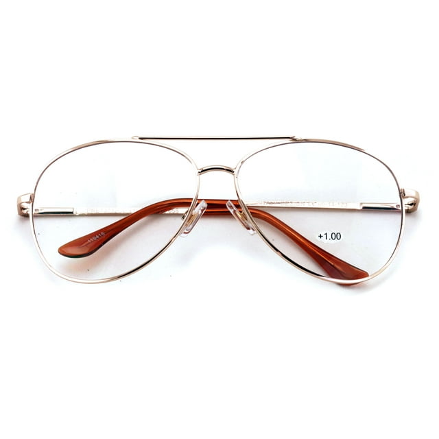 Metal Aviator No Line Progressive Trifocal Clear Lens Reading Glasses ...