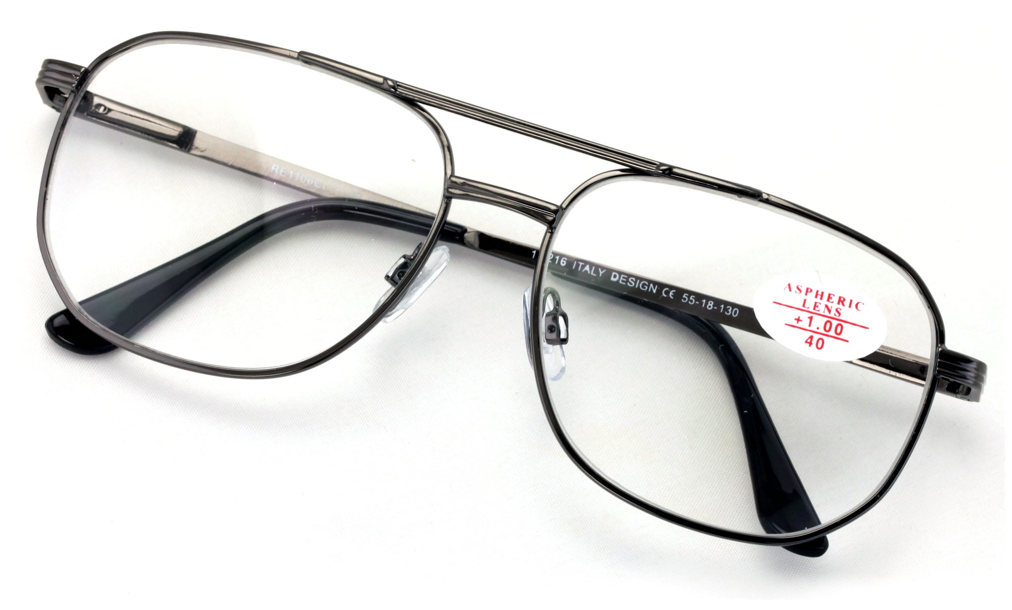 Metal Aviator Reading Glasses - Spring Hinge Square Large Lens Reader ...