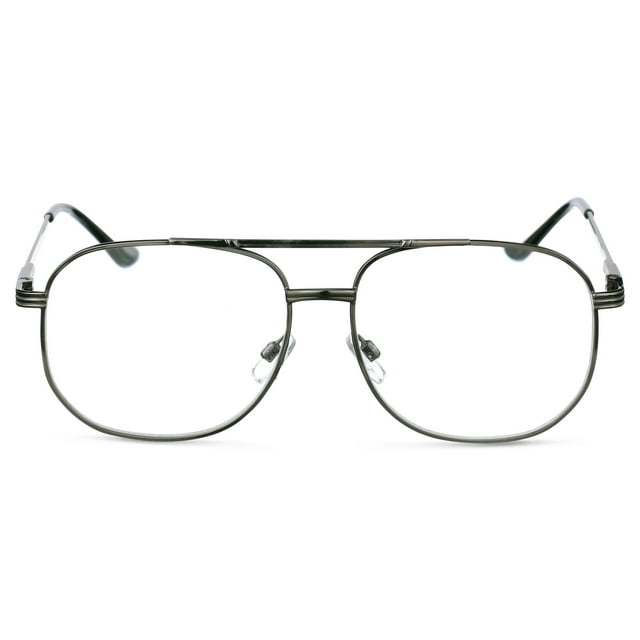 Metal Aviator Reading Glasses Spring Hinge Square Large Lens Reader 150