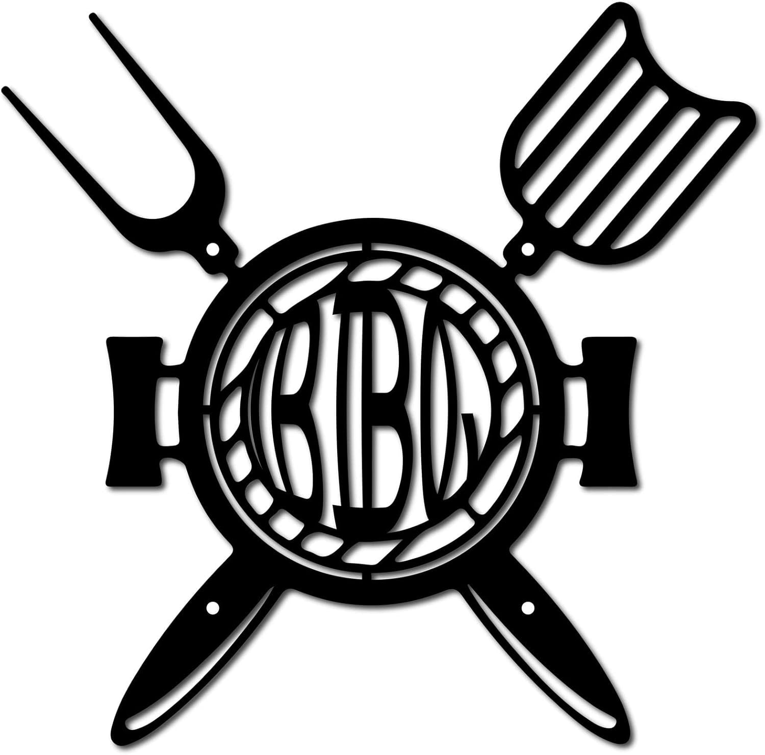 Metal BBQ Sign Round Grill BBQ Metal Wall Art Barbecue Wall Decor Wall ...