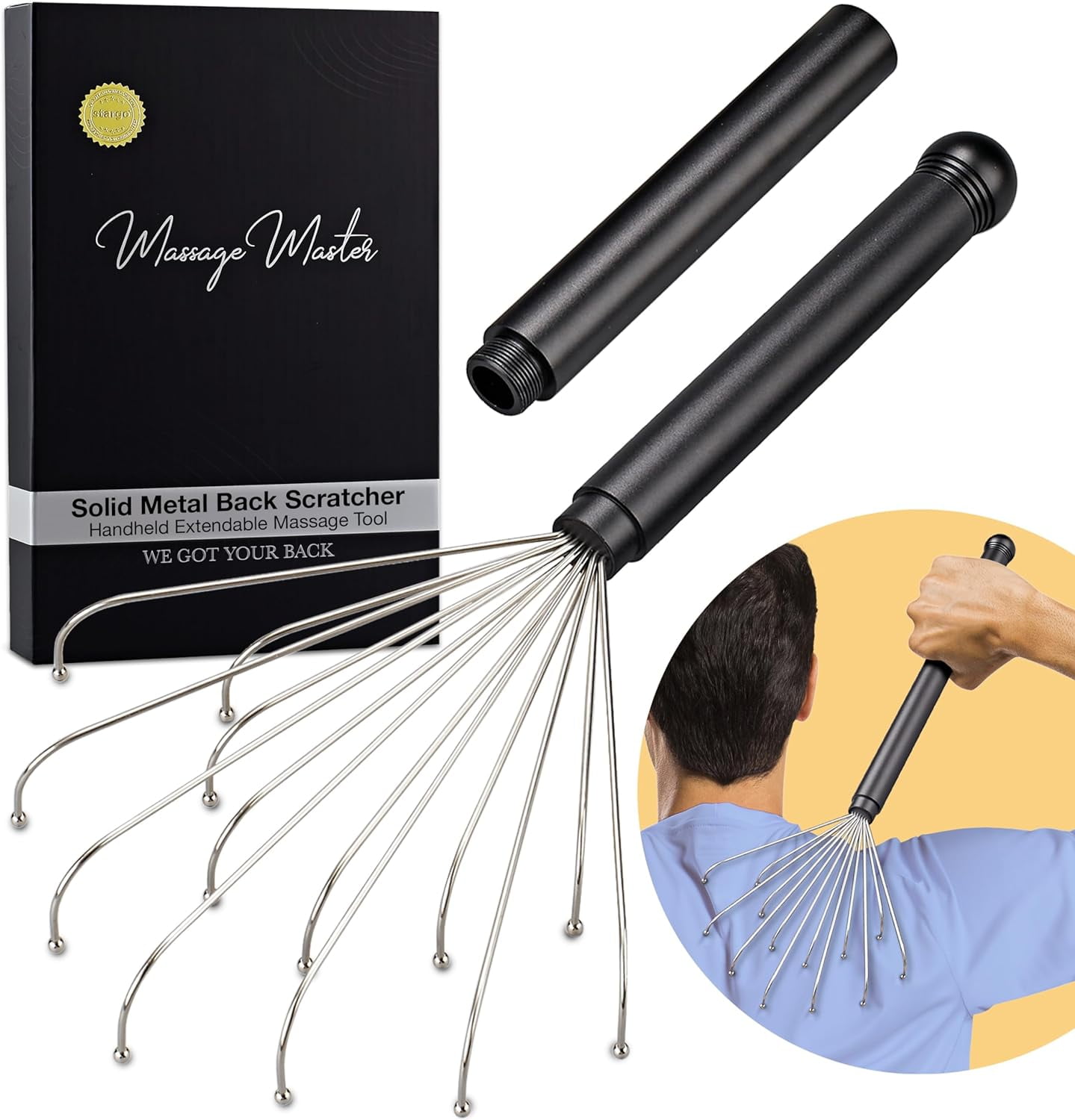 Metal Back Scratcher with Wire Claw Scratching Head - 17” Long Handheld ...