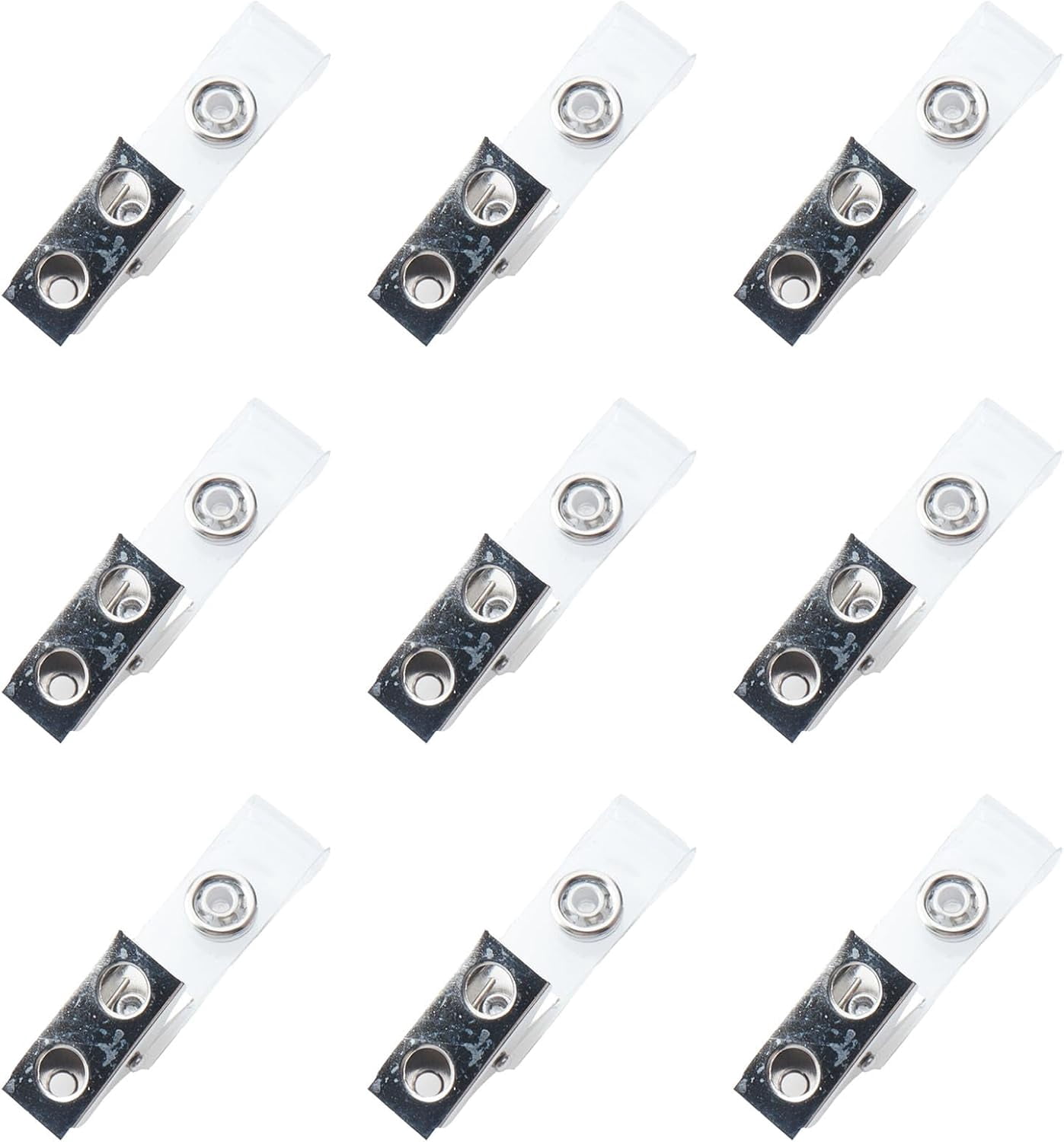 Metal Badge Clips PVC Straps Double Hole ID Cards Office Badges (30 Pcs ...
