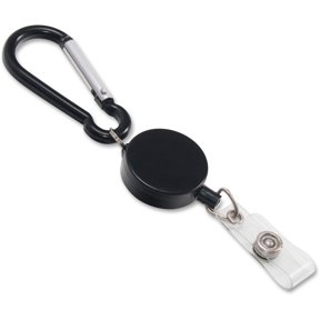 "Carabiner-Style Retractable ID Card Reel, 30"" Extension, Assorted ...