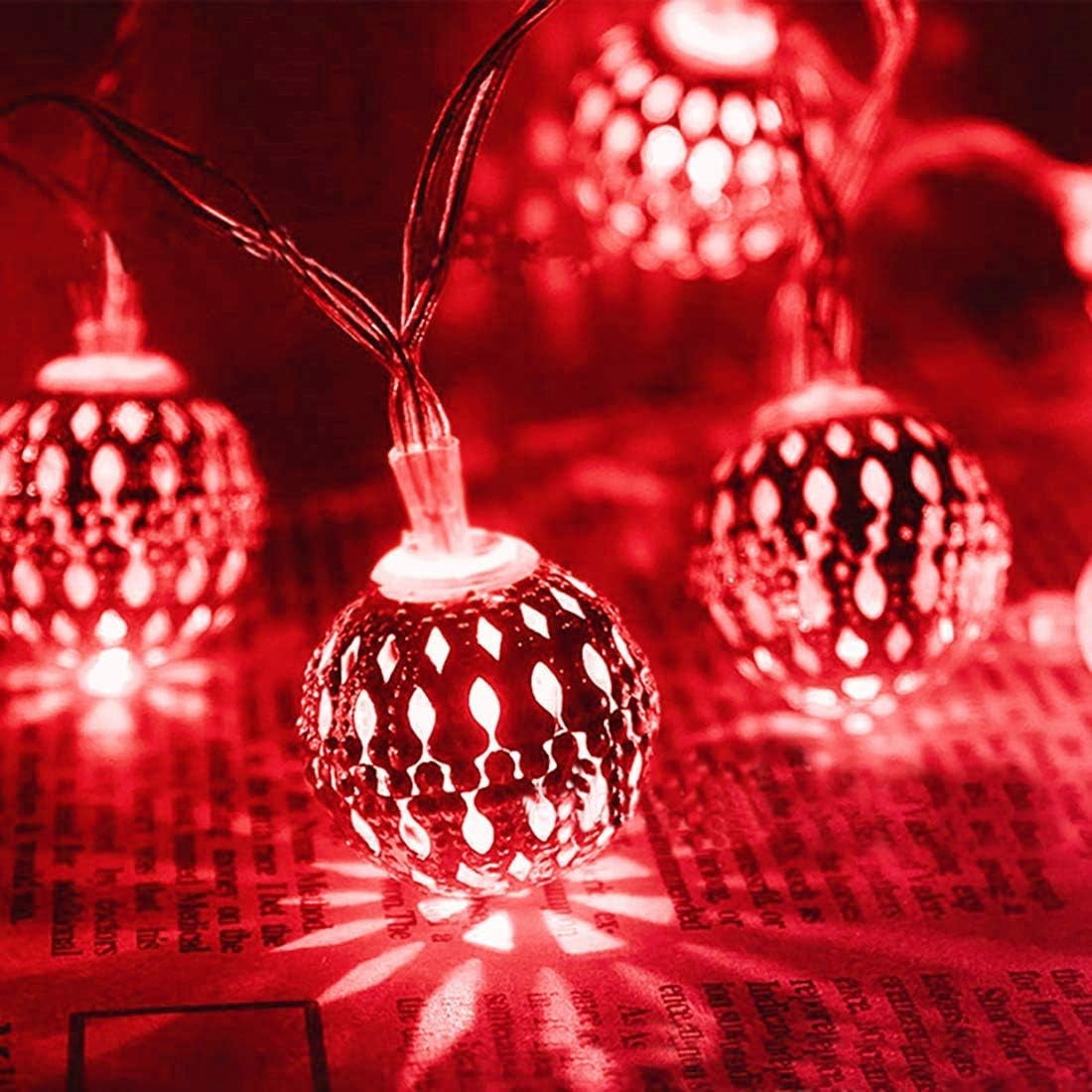 Metal Ball String Lights, Metal Ball Garden Lights 3.5M 10LED Metal ...