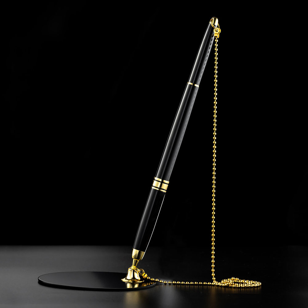 Metal Ballpoint Pen Secure Chain Attached Base Stand Desk Office ...