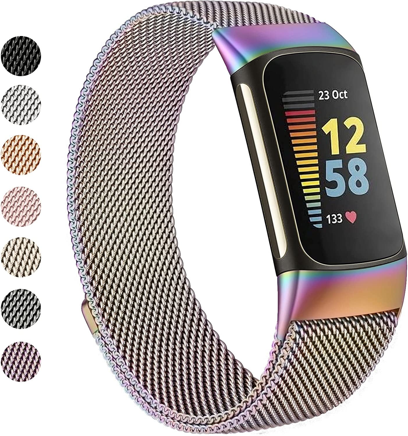Metal Bands for Fitbit Charge 5 Band for Women Men, Magnetic Clasp ...