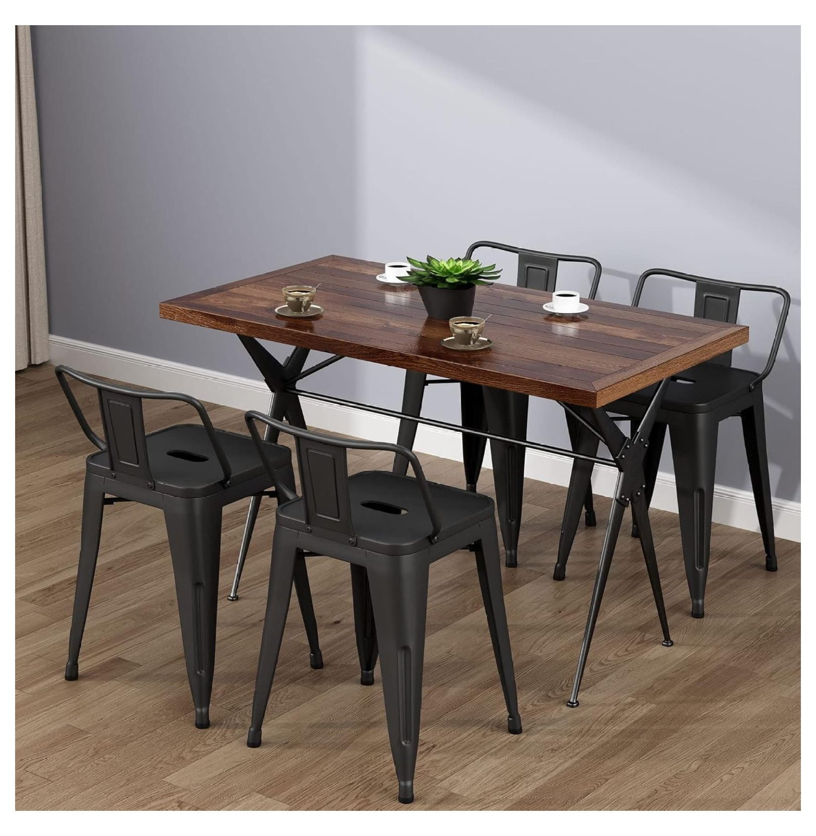 Metal Bar Stools 18 inch, Industrial Black Stools for Classroom Kitchen ...