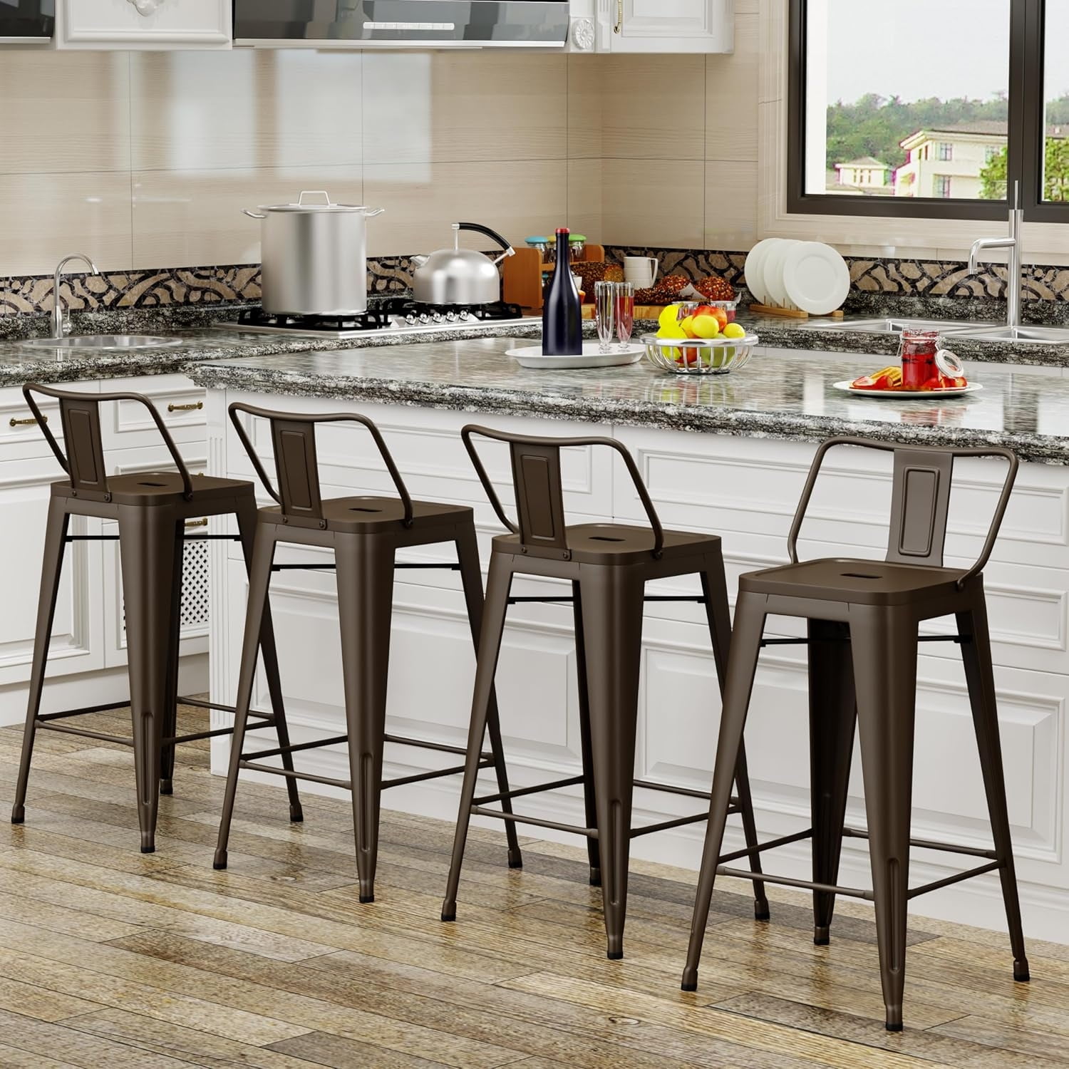 Metal Bar Stools Barstools Counter Height Bar Stools with Back ...
