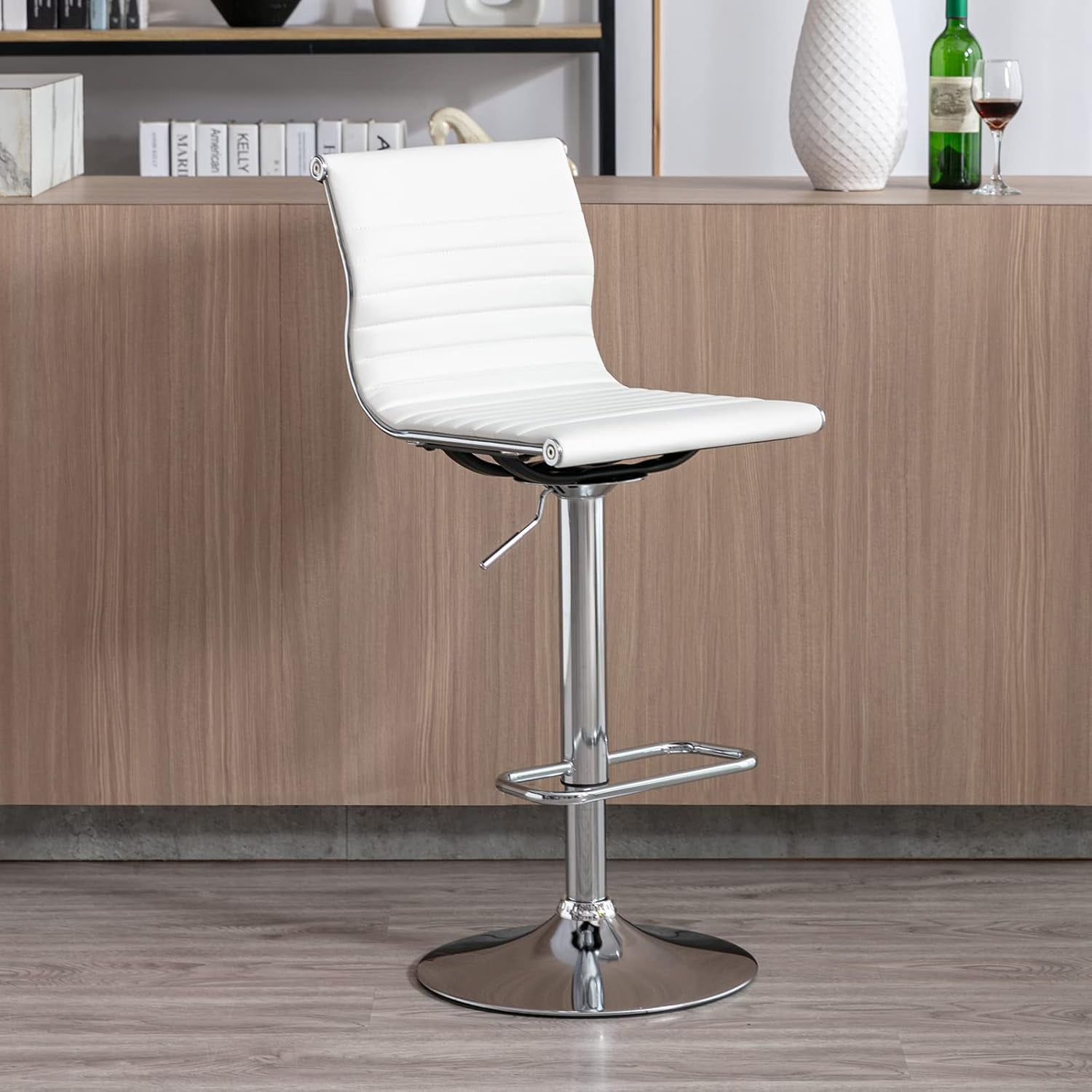 Metal Bar Stools – Height Adjustable Barstools, Modern PU Leather ...
