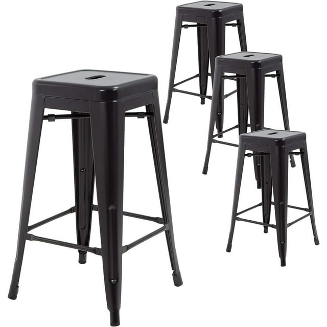 Metal Bar Stools Set of 4 Counter Height Bar Stools 24 Inches ...