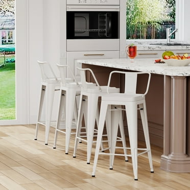 Linon Rae Backless Wood Counter Stool, 24" Seat Height, Brown Finish ...