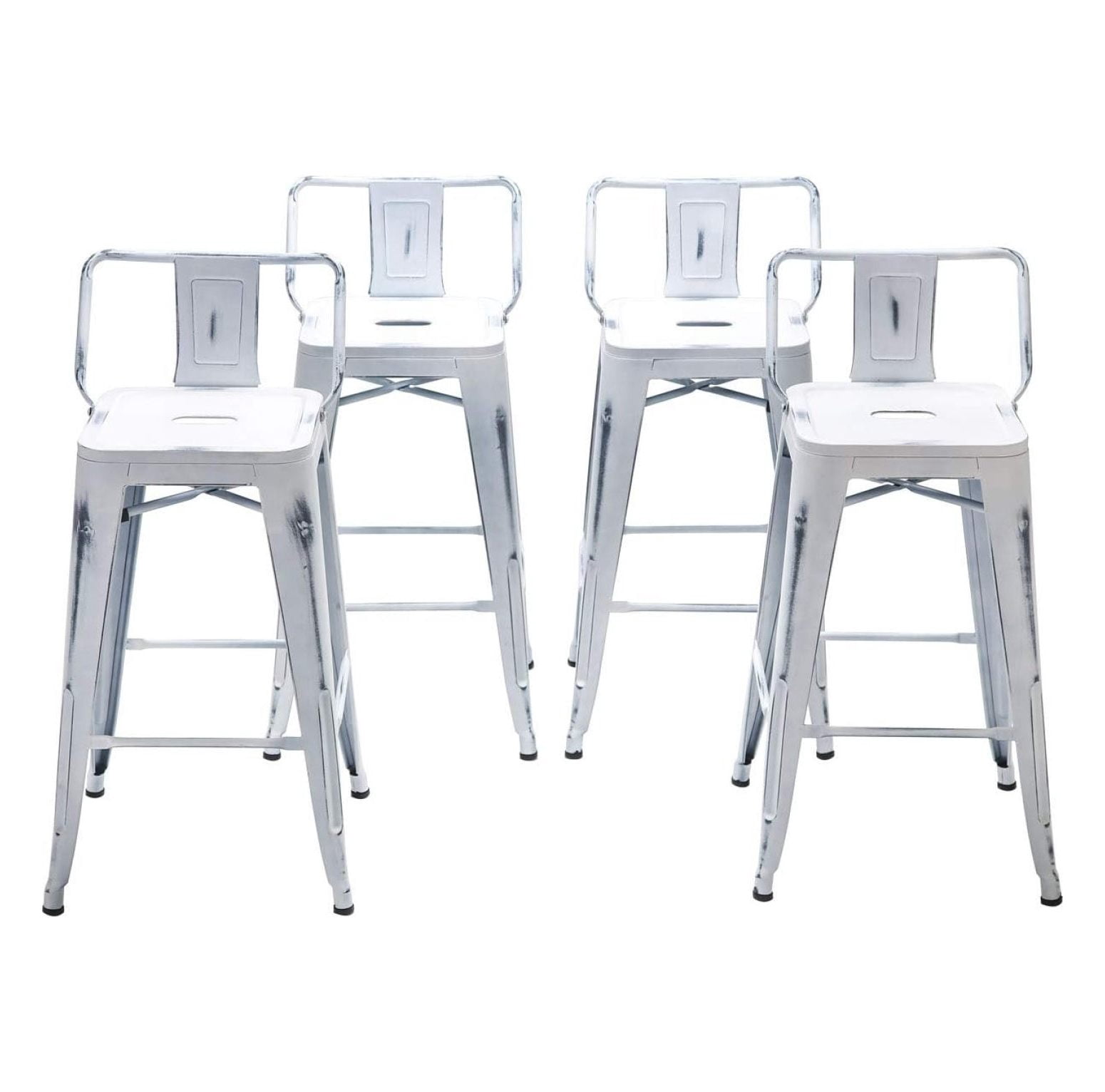 Metal Bar Stools Set of 4 Distressed Industrial Counter Bar Stool with ...