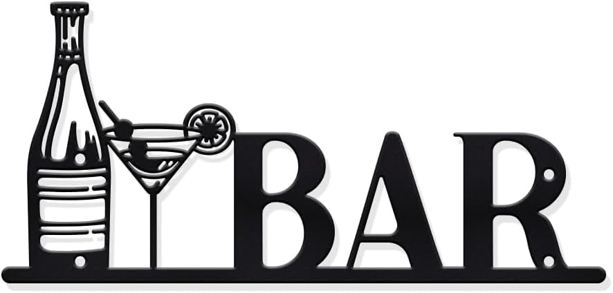 Metal Bar Wall Decor 5.3x11.4 inch Black Bar Hanging Wall Decor Custom ...