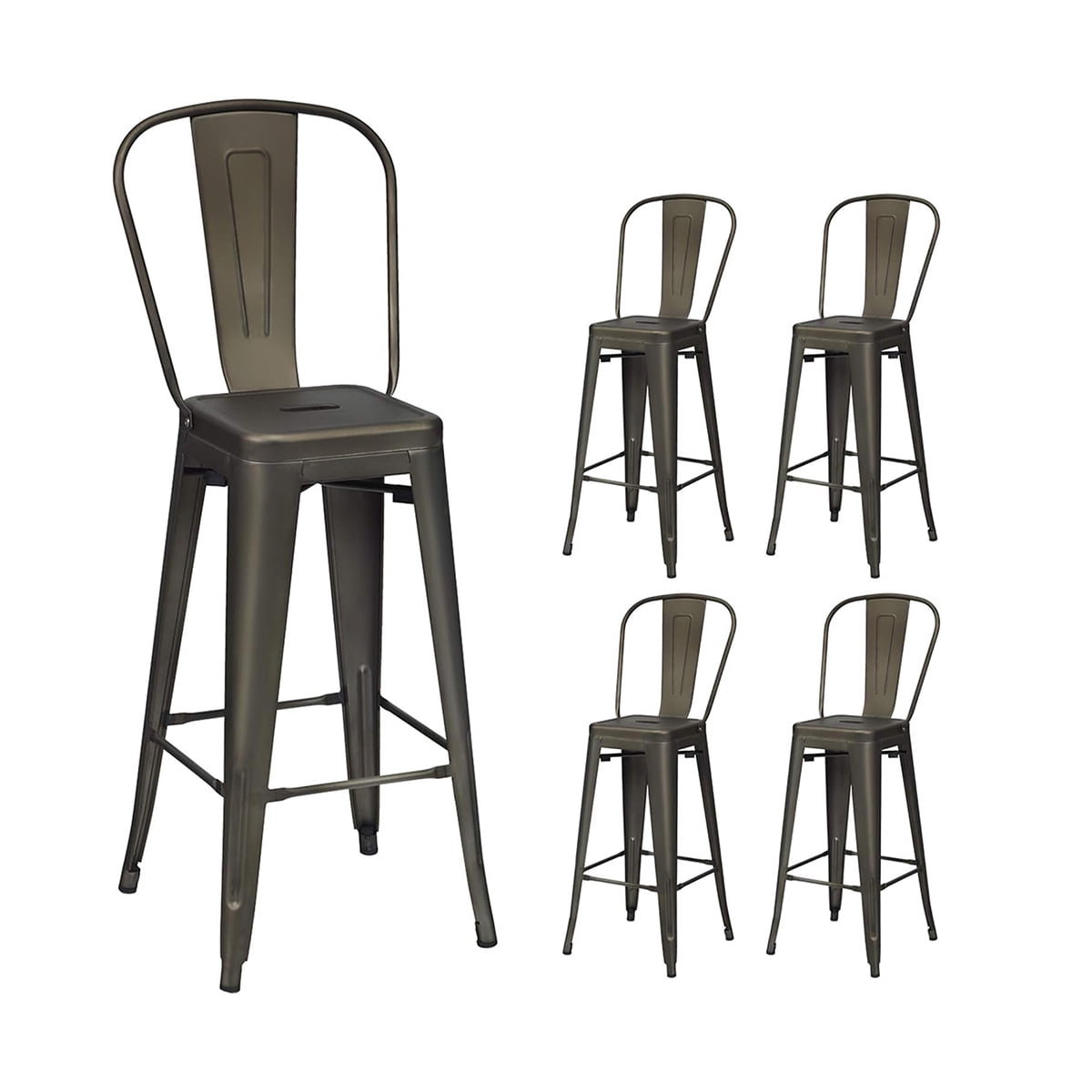 Metal Bar stools Set of 4, 30'' Stylish Height Stools with Rubber Feet ...