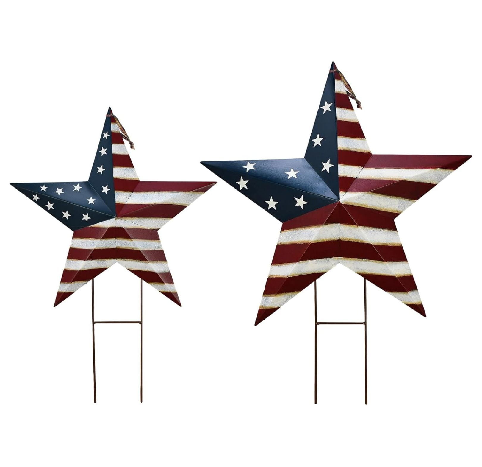 Metal Barn Stars Garden Stake Hanging Star Ornament American Flag Yard ...