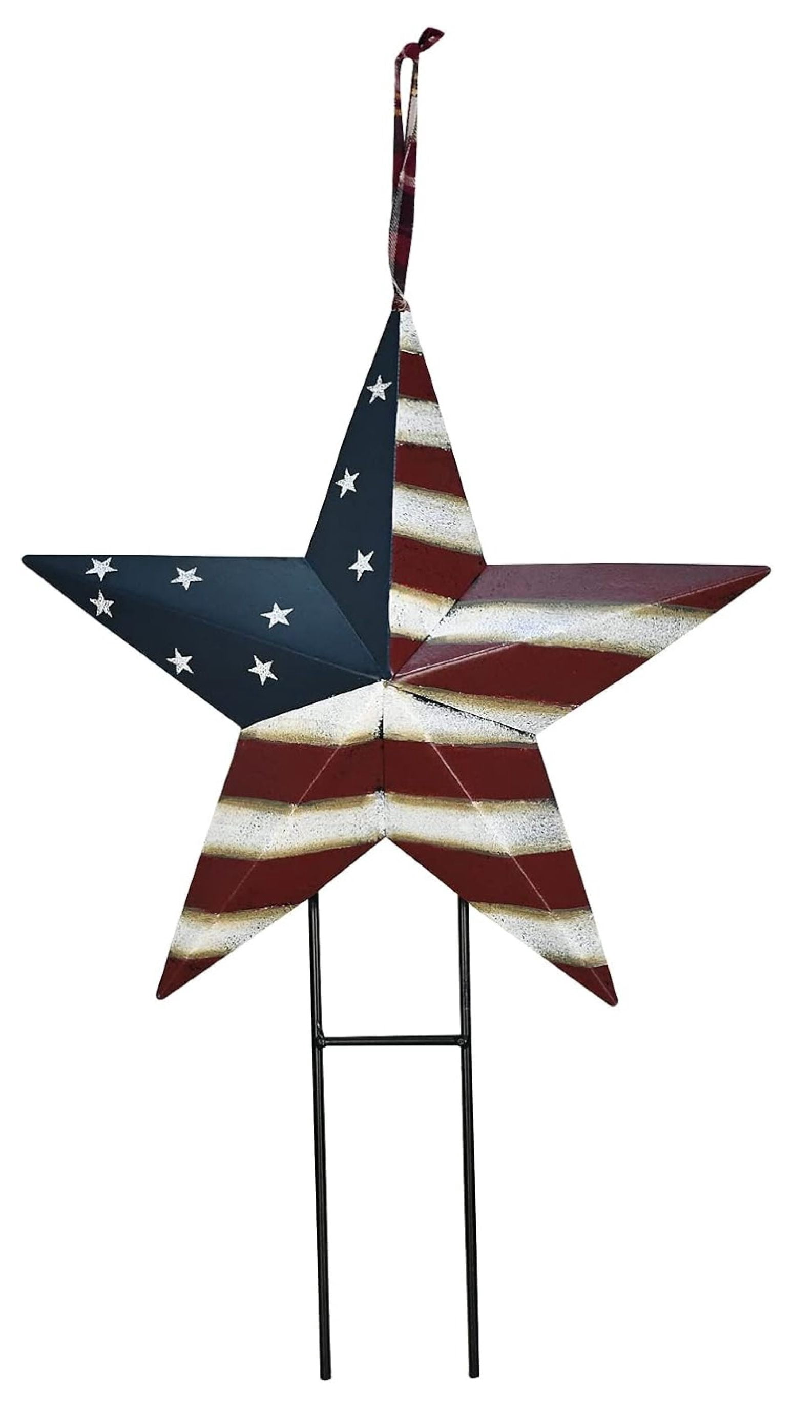 Metal Barn Stars Garden Stake Hanging Star Ornament American Flag Yard ...