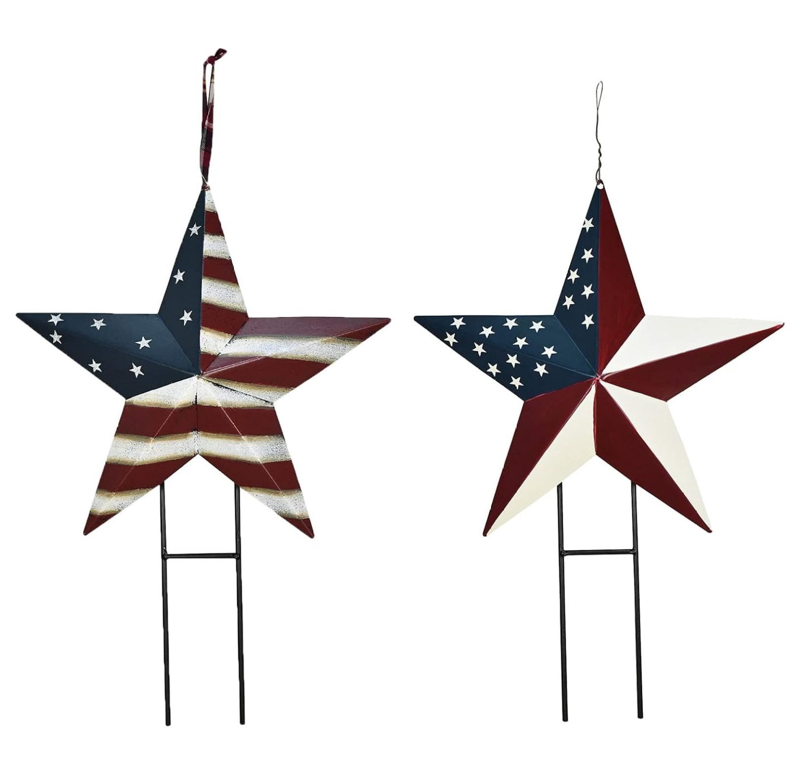 Metal Barn Stars Garden Stake Hanging Star Ornament American Flag Yard ...