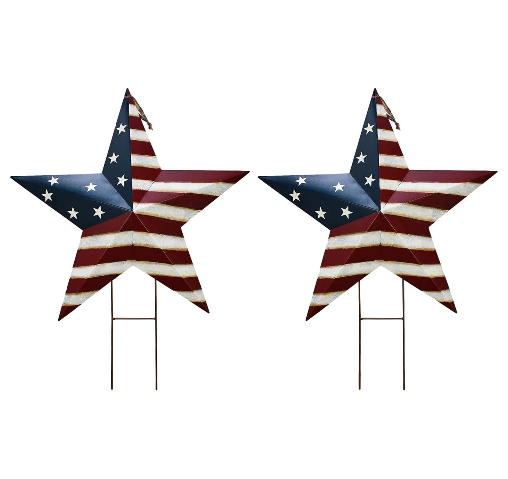 Metal Barn Stars Garden Stake Hanging Star Ornament American Flag Yard ...