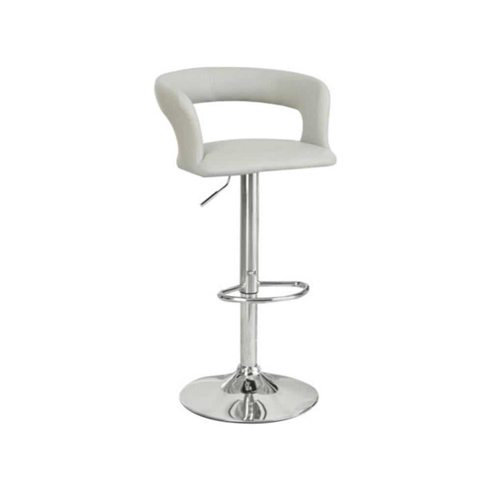 Metal Base Bar Stool With Faux Leather Seat And Gas Lift Gray Silver ...