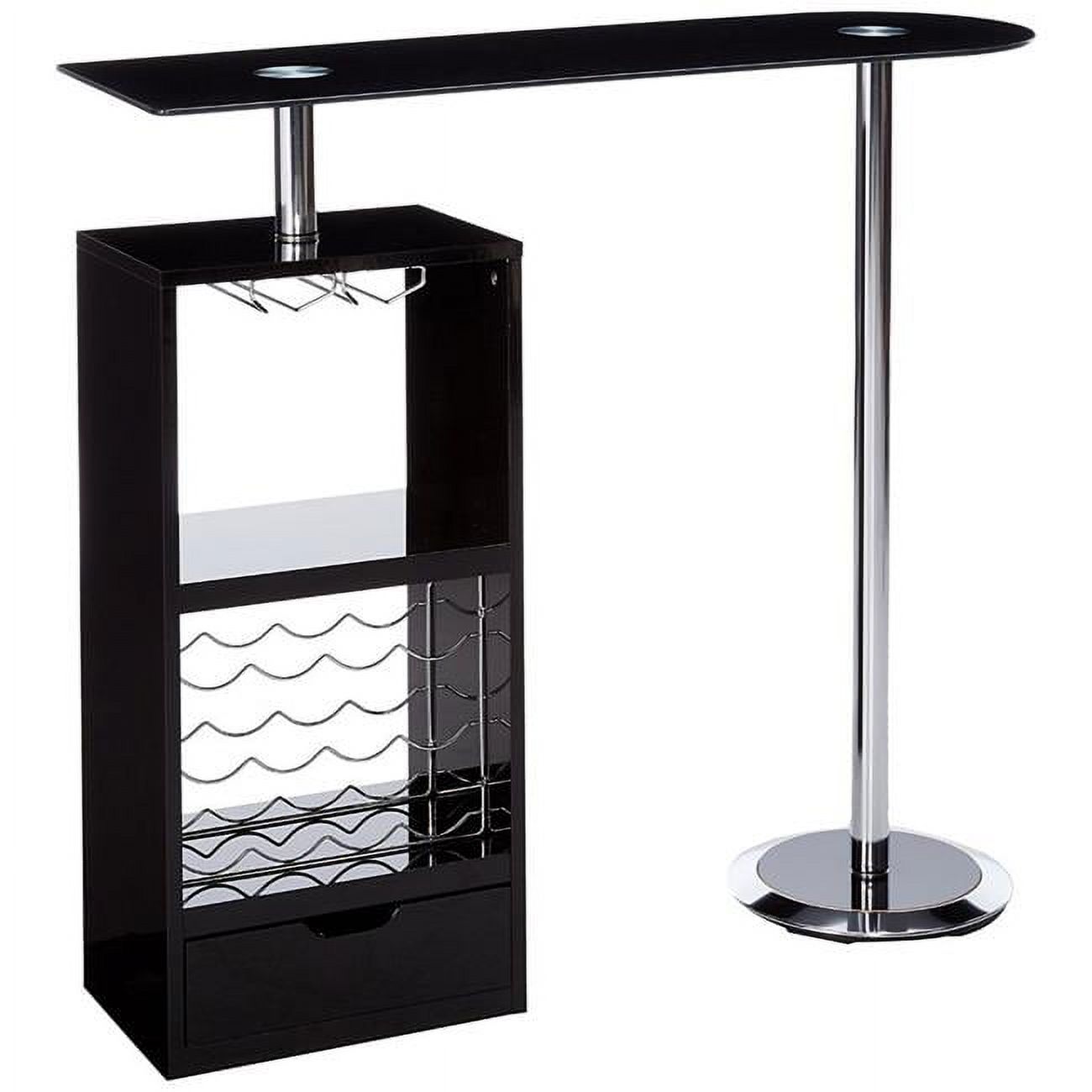 Metal Based Modern Bar Table with 12 Bottles Rack, Black and Chrome ...