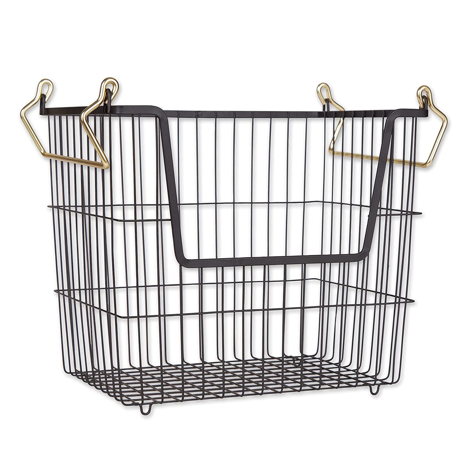 Metal Basket Black/Gold Handles Rectangle Large 13X10X11 - Walmart.com