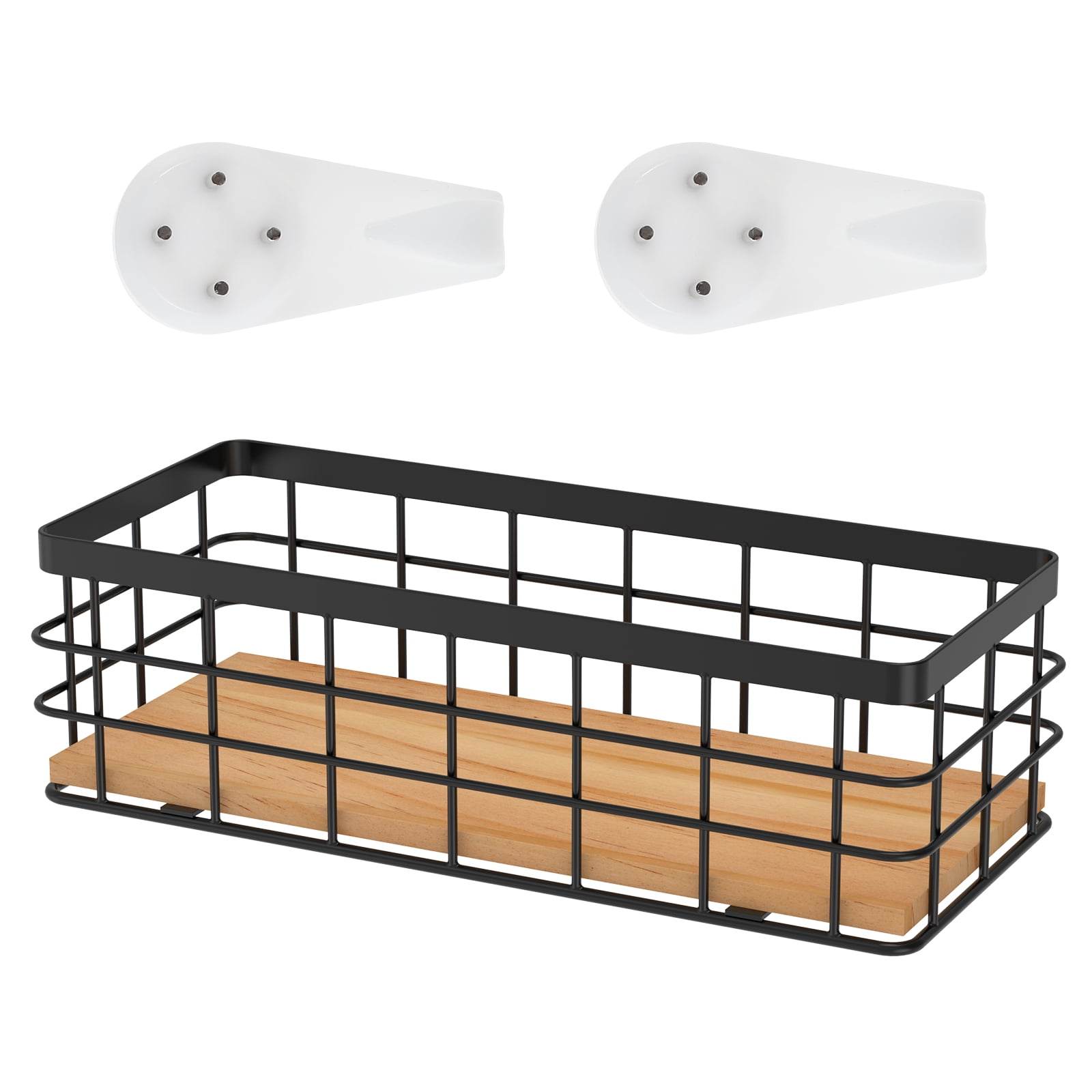 Metal Basket with Wood Base Rectangular Metal Wire Basket Elegant Metal ...