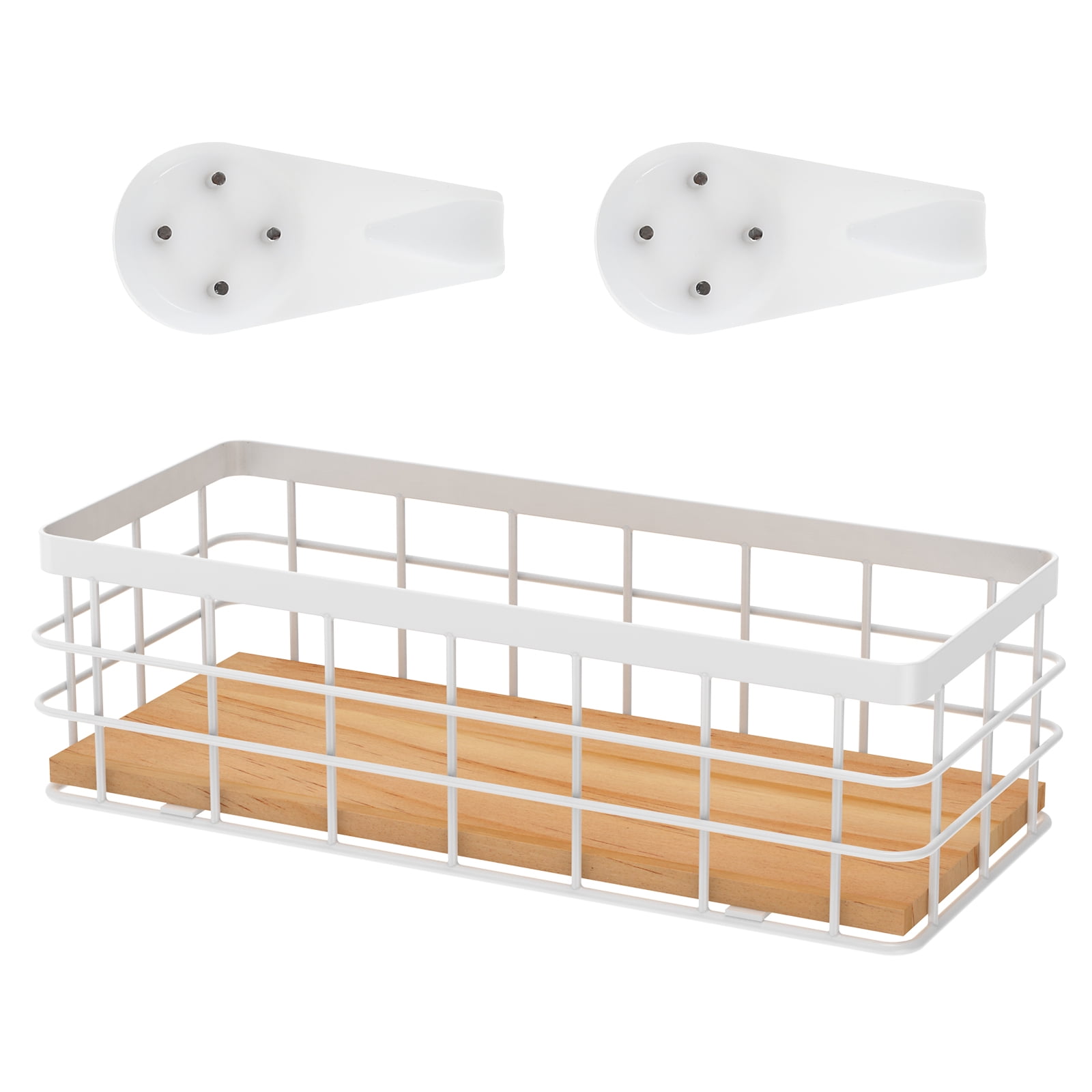 Metal Basket with Wood Base Rectangular Metal Wire Basket Elegant Metal ...