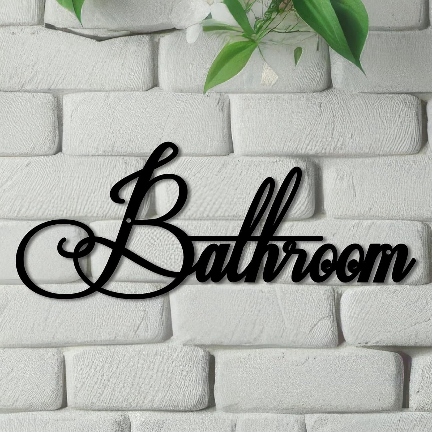 Metal Bathroom Sign, Farmhouse Wall Art, Black Metal Cut Out Bathroom ...