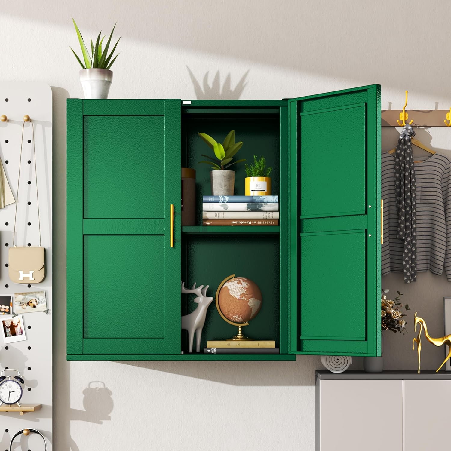 Metal Bathroom Wall Cabinet with Door and Adjustable Shelves, Kitchen ...