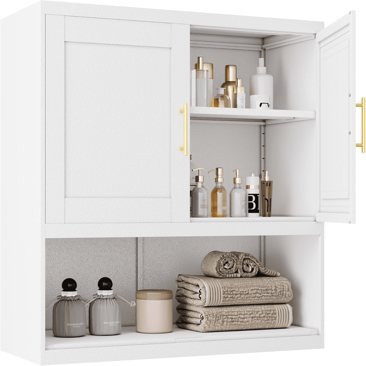 Metal Bathroom Wall Cabinet with Doors and Shelves Over The Toilet ...