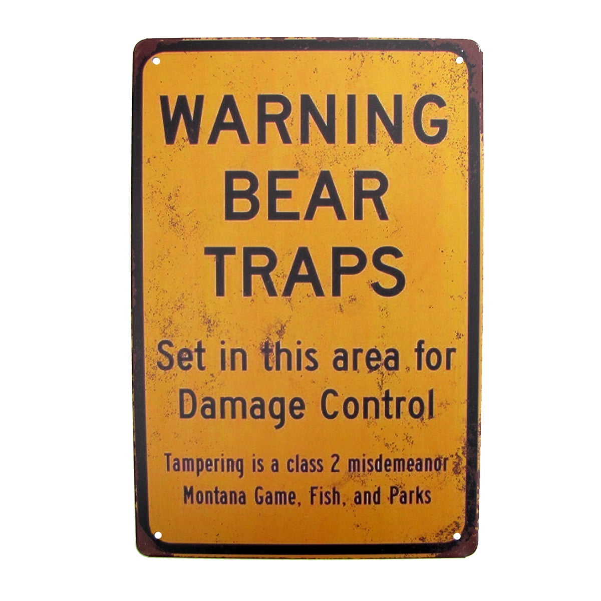 Metal Bear Traps Warning Beware Caution Sign Outdoor Hunting Cabin Door ...
