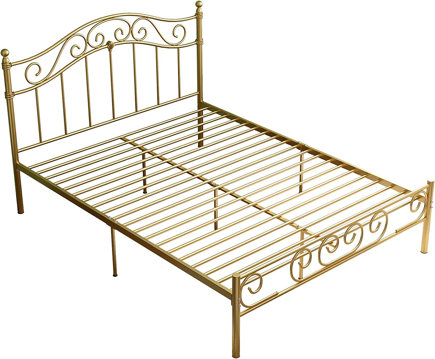 Metal Bed Frame - 12 Inch Curved Complete Bed Platform with Headboard ...