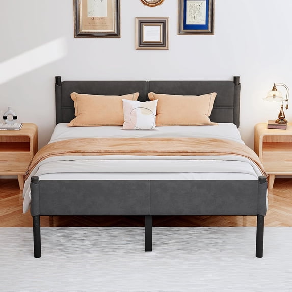 Metal Bed Frame,14Inch Queen Size Bed Frame with Storage Space,Heavy ...
