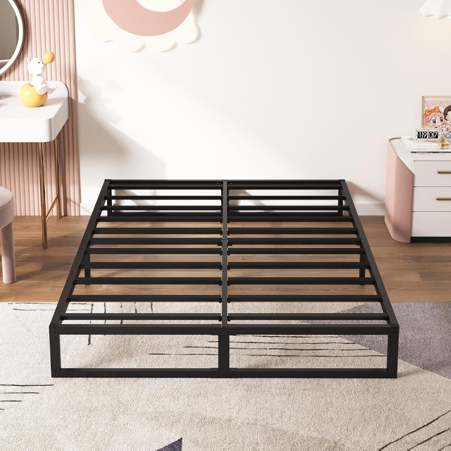 Metal Bed Frame Full 10 Inch,Heavy Duty Full Size Bed Frame Black,Metal ...
