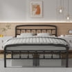 Satifur Full Bed Frames with LED Lights & Charging Station, Platform ...