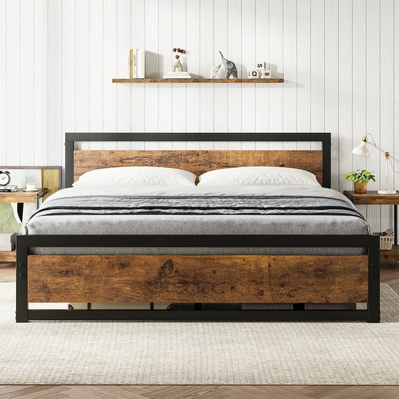 COZONY Full/Queen/King Bed Frame with 4 Storage Drawers, Adjustable ...