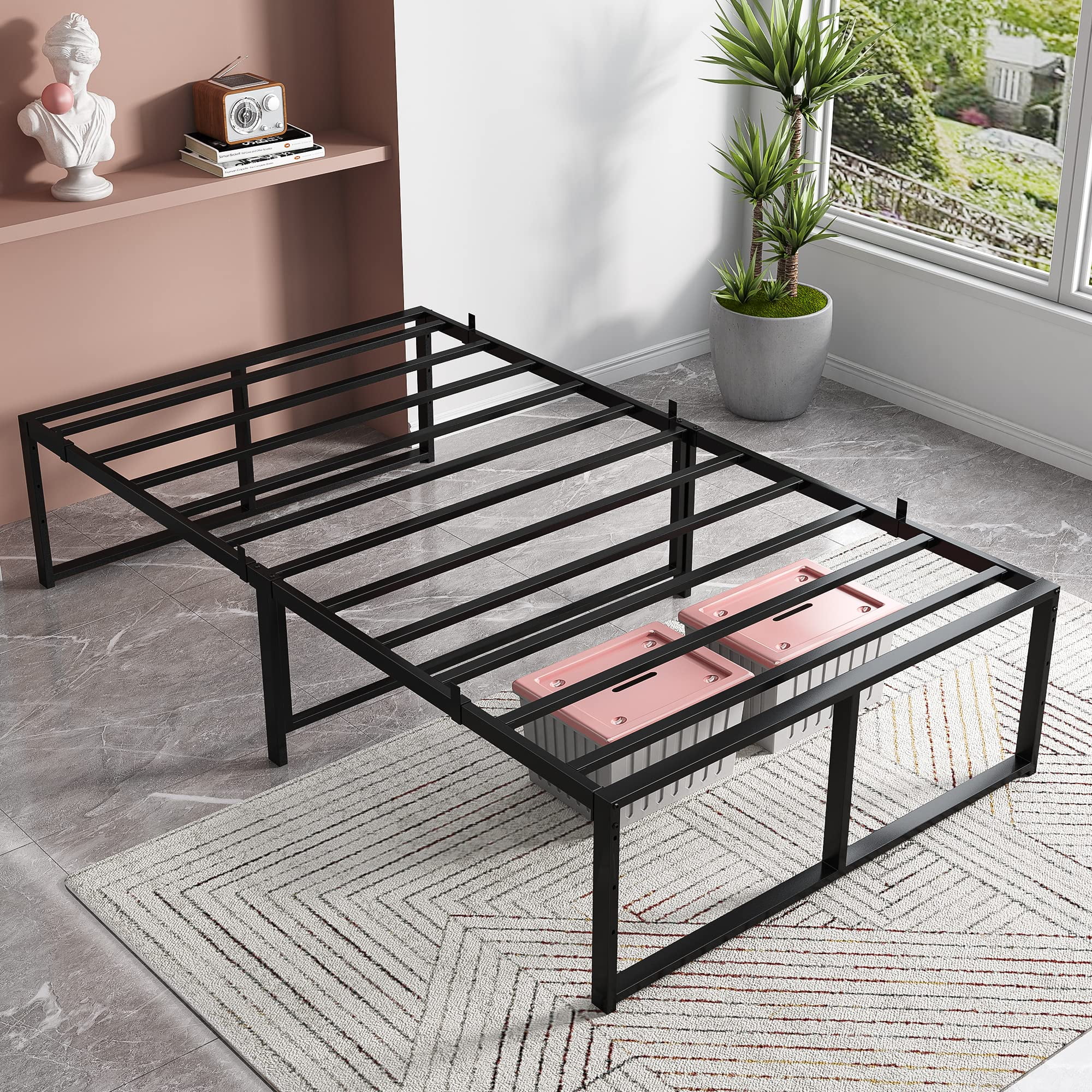 Metal Bed Frame, Platform Bed Frame, Heavy Duty Steel Frame Bed Frame ...