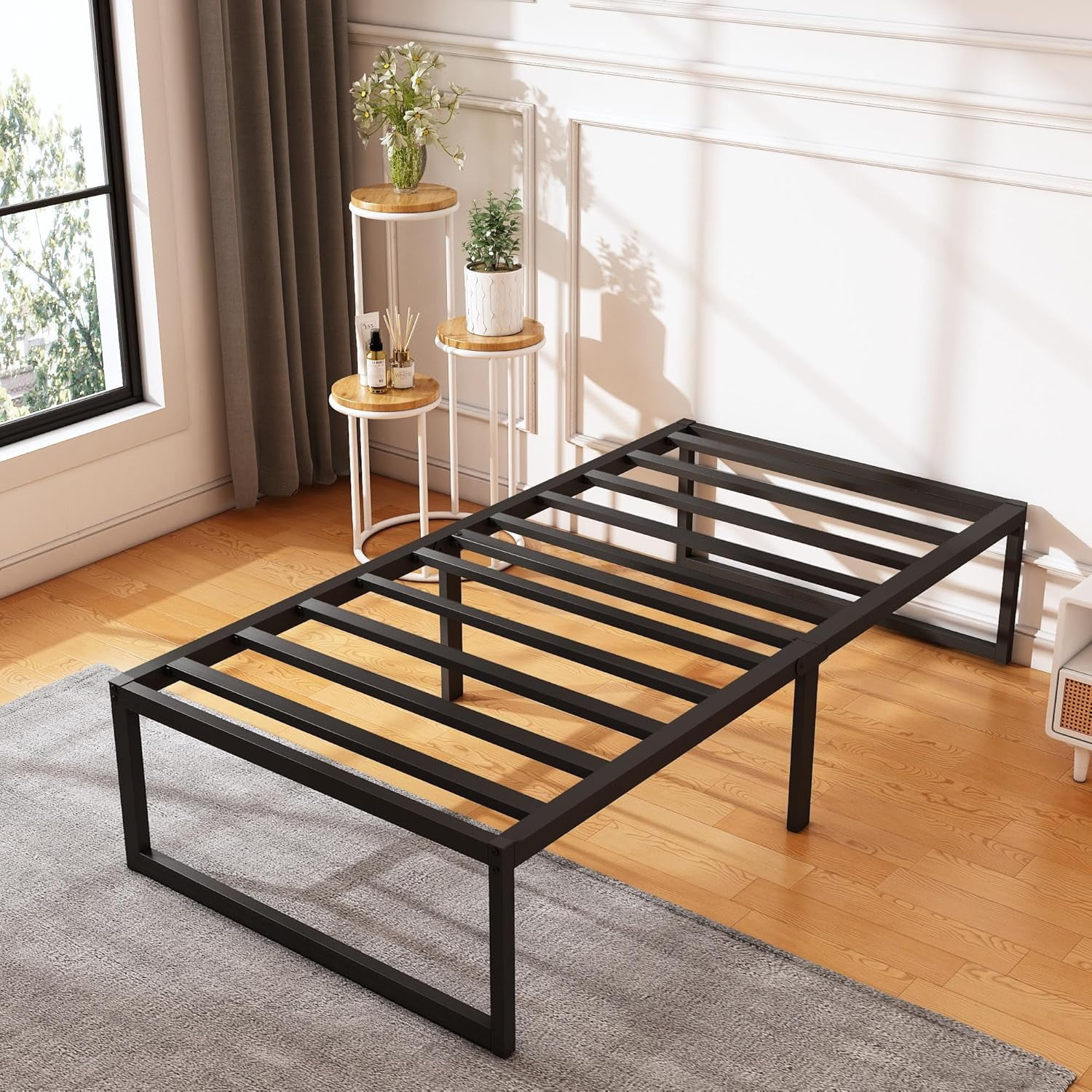 Metal Bed Frame Queen Size 10 Inch,Black Heavy Duty Queen Mattress ...