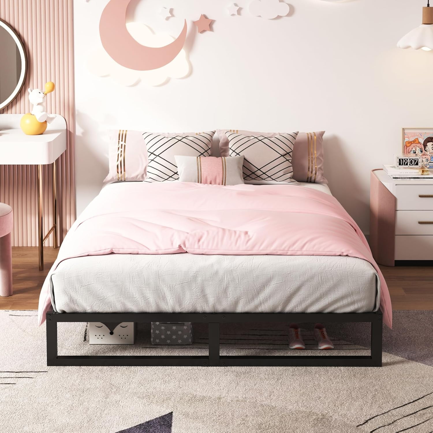 Metal Bed Frame Queen Size 10 Inch,Black Heavy Duty Queen Mattress ...