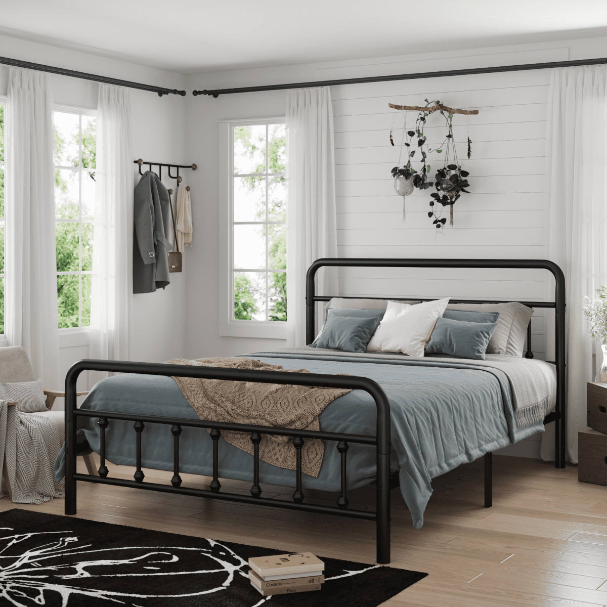 Metal Bed Frame,Queen Size Bed Frame with Headboard,Structurally Stable ...