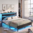 Metal Bed Frame Queen with Wood Headboard and Footboard Bed Frame with ...