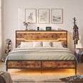 Metal Bed Frame Queen with Wood Headboard and Footboard Bed Frame with ...